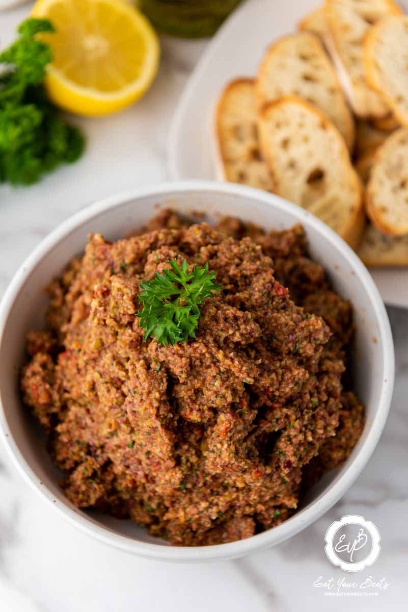 Homemade Olive Tapenade Hummus With Crostini - Eat Your Beets