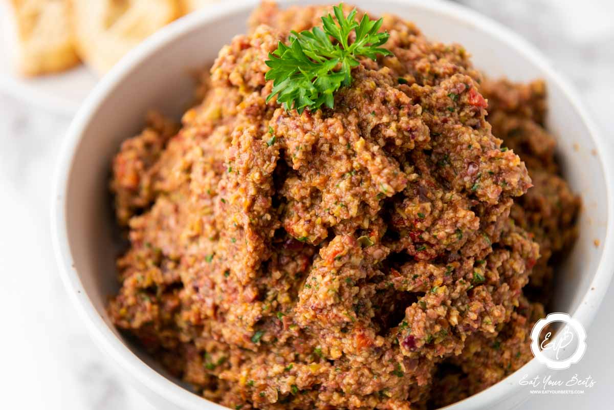 Homemade Olive Tapenade Hummus With Crostini - Eat Your Beets