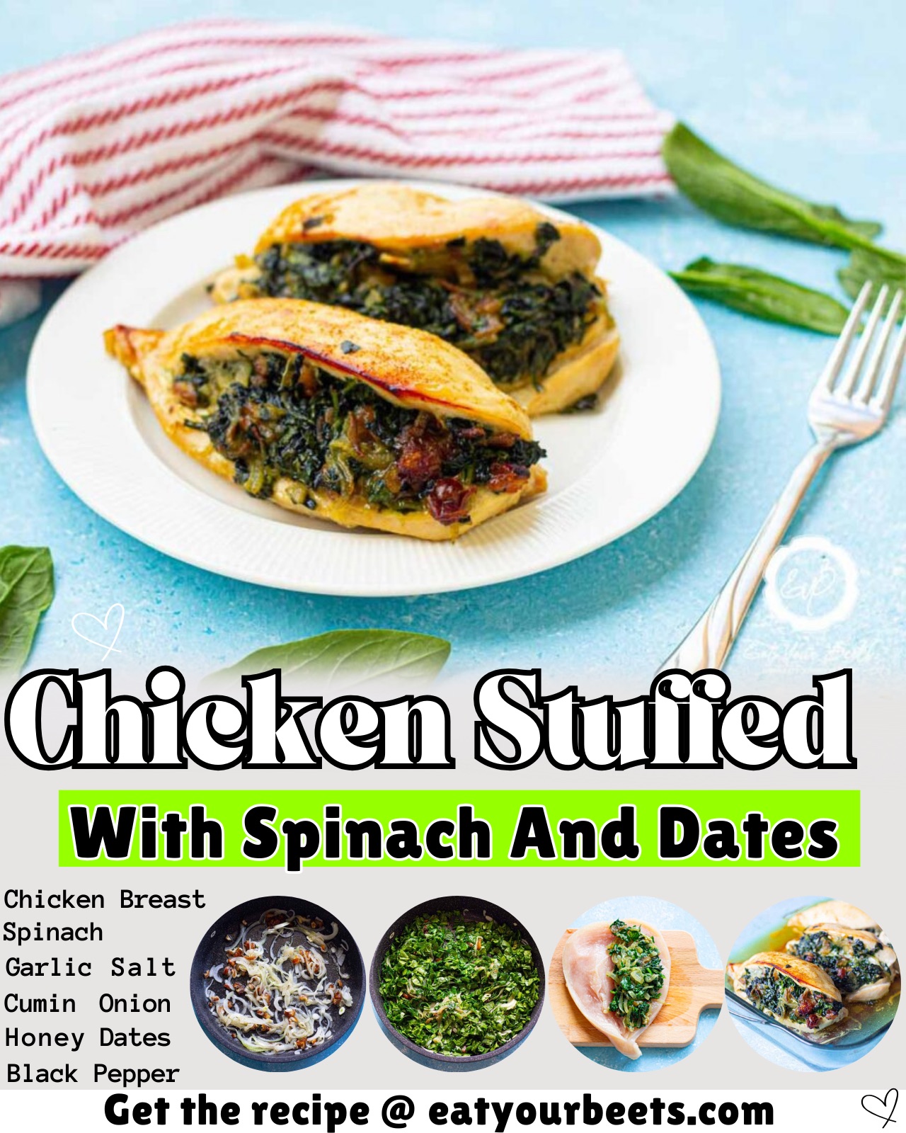 Spinach Stuffing for Chicken Breast with Dates - Eat Your Beets